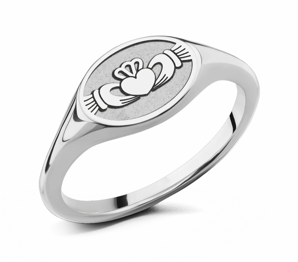 Modern Cobalt Claddagh Signet Ring | Camo Ever After