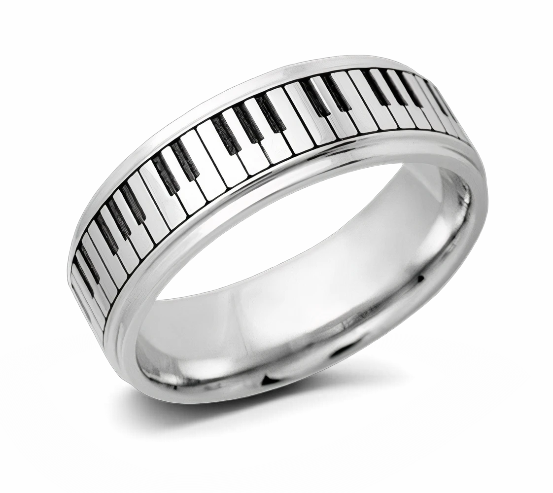 Piano Keys Ring in 8mm Cobalt Chrome | Camo Ever After