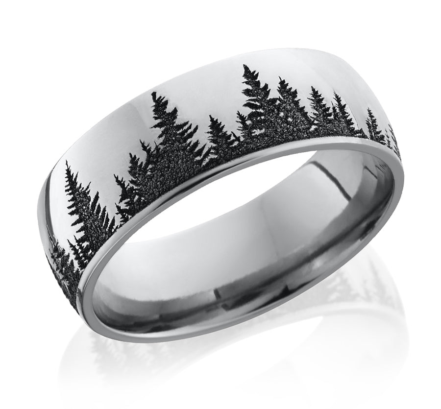 Forest Wedding Ring with Trees - Cobalt 8mm | Camo Ever After
