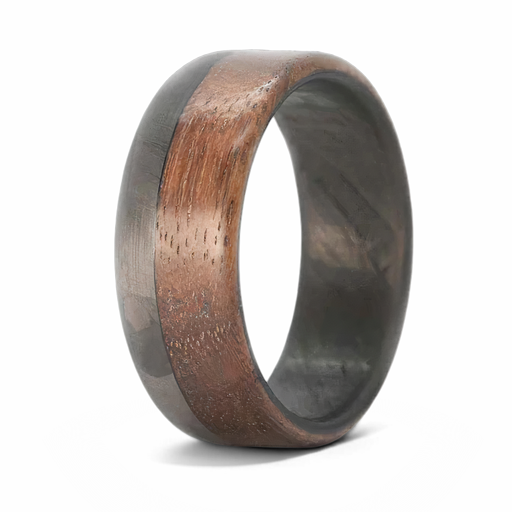 Walnut Wood Ring with Carbon Fiber Sleeve | Camo Ever After